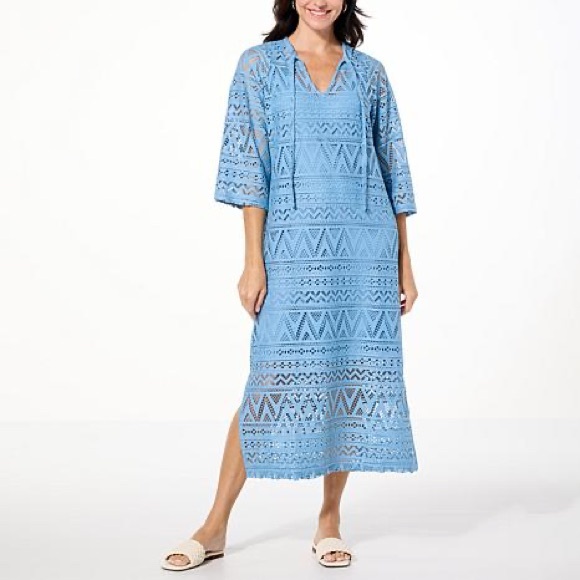 Colleen Lopez | Dresses | Colleen Lopez Blue Lace Dress | Poshmark